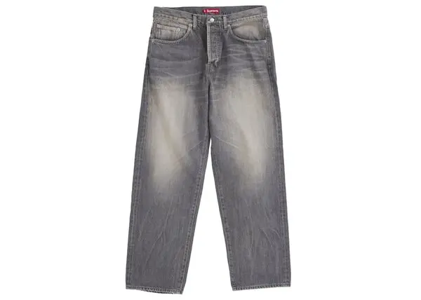 Supreme Distressed Loose Fit Selvedge Jean Ss25 - Washed Grey