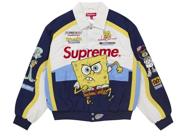 Supreme Spongebob Squarepants Jeff Hamilton Racing Jacket - White