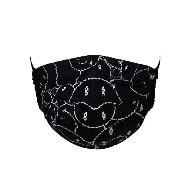 TAKASHI MURAKAMI Mesh Smiley Pattern Face Mask - Black/white