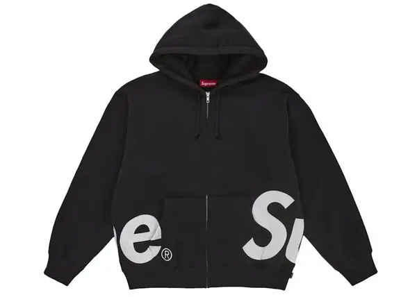 Supreme Big Logo Zip Up Hooded Sweatshirt - Black