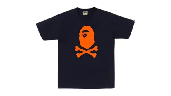 A BATHING APE Neon Ape Crossbone Tee Shirt - Navy Blue