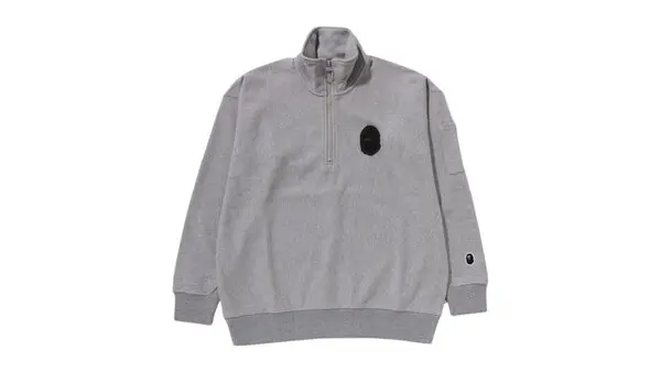 A BATHING APE Half Zip Pullover Sweatshirt - Gray