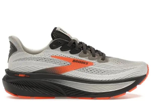Brooks Ghost 17 Athletic Sneakers - Oyster Mushroom/orange/ebony