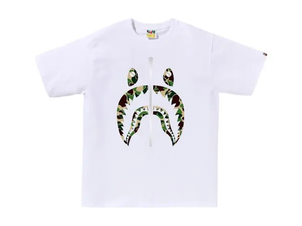 A BATHING APE Abc Camo Shark Tee Shirt - White/green
