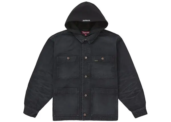 Supreme Hooded Chore Coat - Black