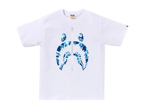A BATHING APE Abc Camo Shark Tee Shirt - White/blue