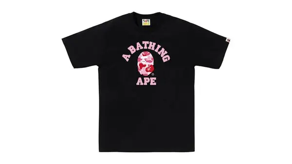 A BATHING APE Abc Camo College Tee Shirt - Black/pink