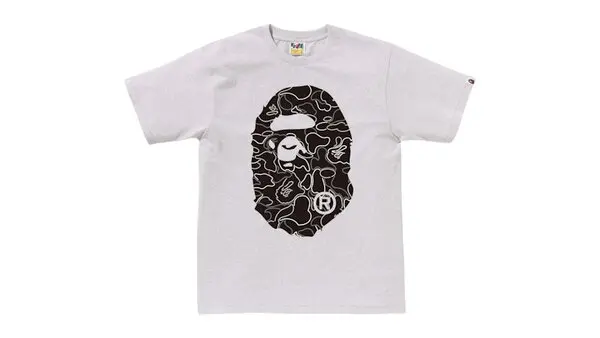 A BATHING APE Neon Camo Big Ape Head Tee Shirt - Gray