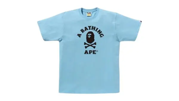 A BATHING APE Ape Crossbone College Tee Shirt - Sax