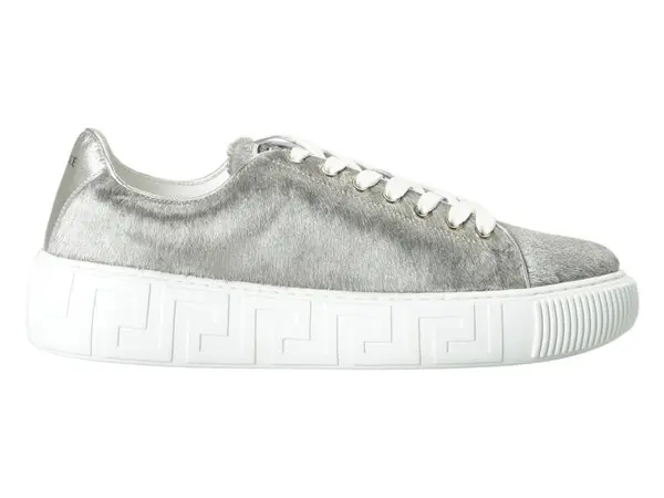 Versace Greca Low-top Sneakers - White/silver/pony Hair