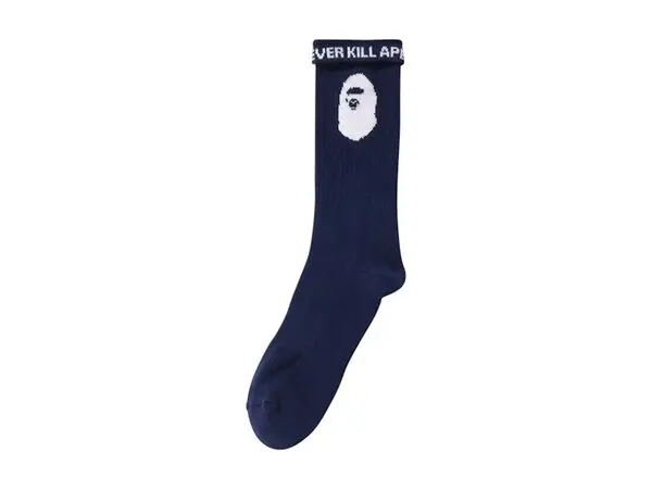 A BATHING APE Logo Socks - Navy Blue