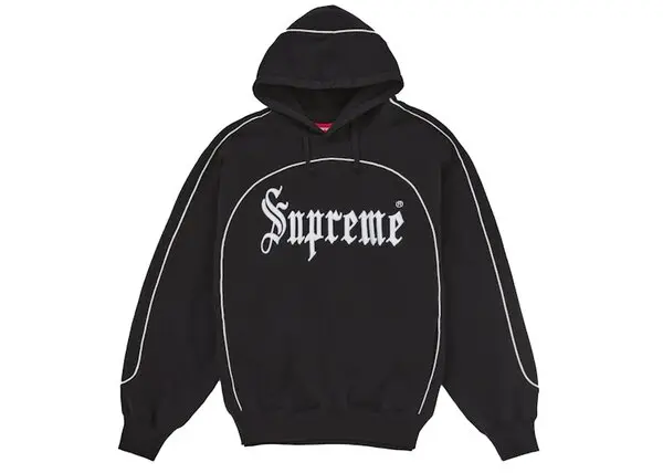 Supreme Curve Piping Hooded Sweatshirt - Black