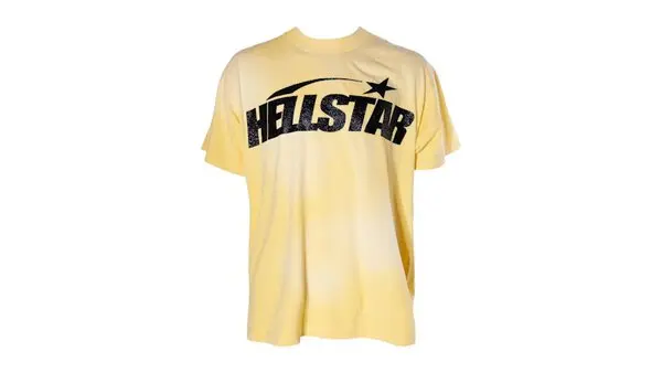 HELLSTAR Classic Black Glitter Logo T-shirt - Yellow