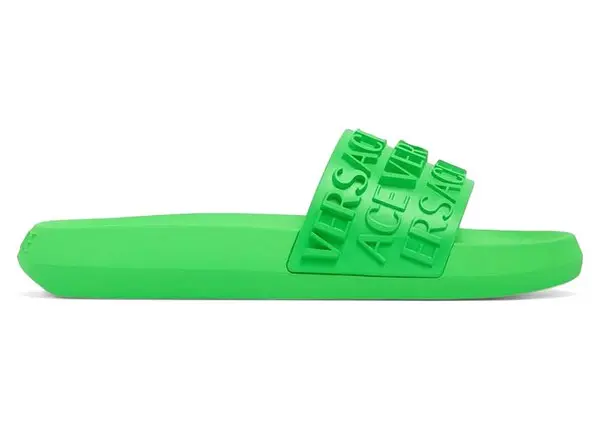 Versace Allover Logo Slides - Bright Green