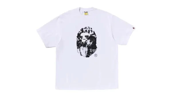 A BATHING APE Photo Print Ape Head Relaxed Fit Tee Shirt - White