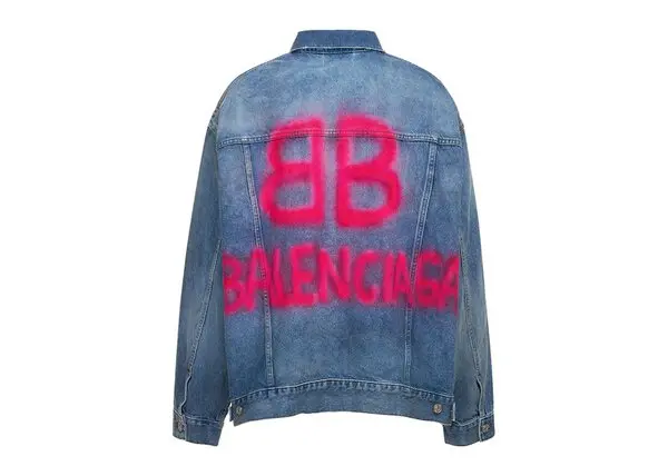 Balenciaga Bb Sprayed Large Fit Denim Jacket