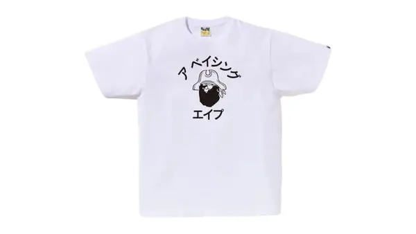 A BATHING APE Katakana Pirate College Tee Shirt - White