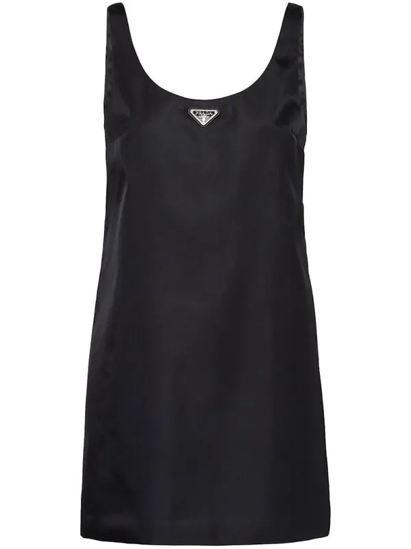 Prada Re-nylon Mini Dress With Logo Plaque