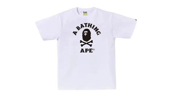 A BATHING APE Ape Crossbone College Tee Shirt - White