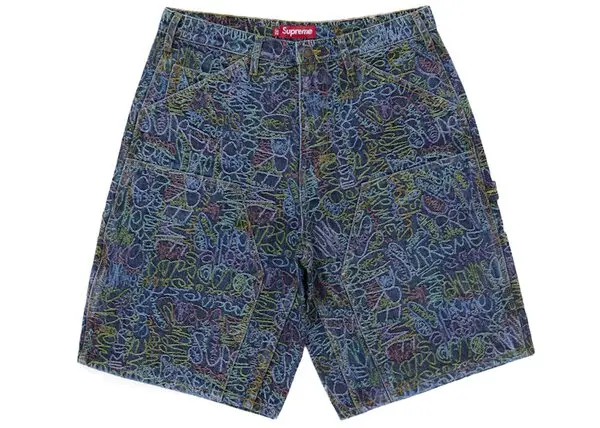 Supreme Handwriting Double Knee Denim Short