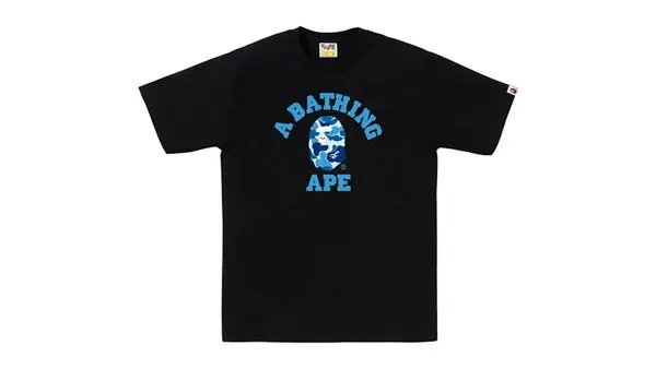 A BATHING APE Abc Camo College Tee Shirt - Black/blue