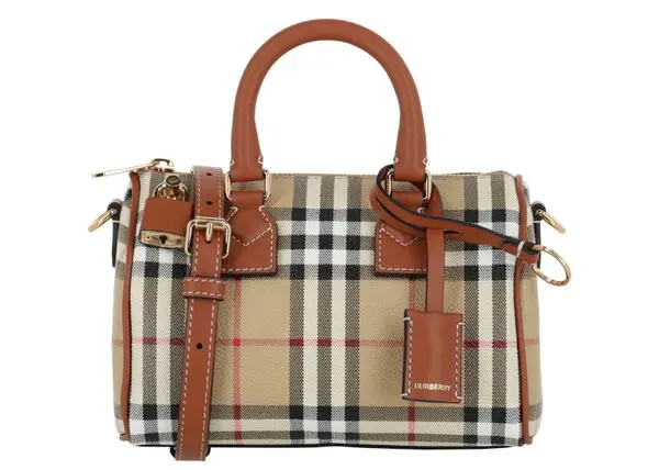 Burberry Mini Check Bowling Bag - Brown