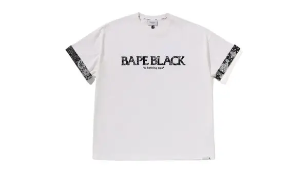 A BATHING APE Black Paisley Patch Logo Tee Shirt