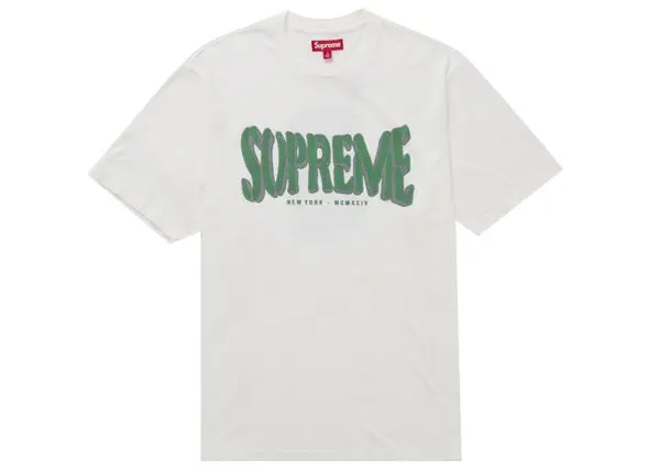Supreme Flocked Washed Short Sleeve Top - White