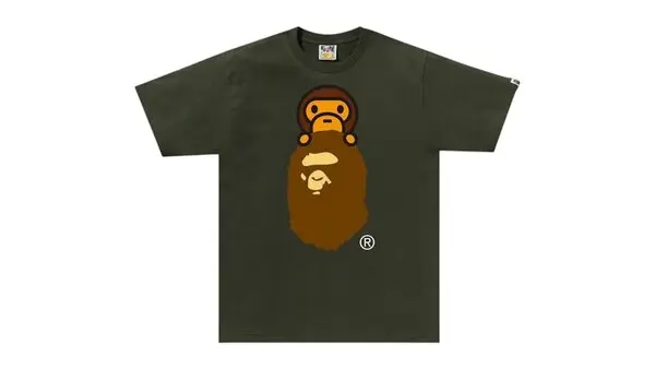 A BATHING APE Milo On Ape Head Tee Shirt - Olive Drab