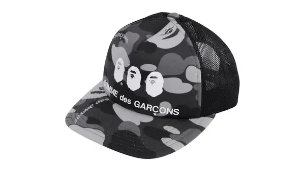 BAPE X Cdg Osaka Camo Mesh Cap - Black