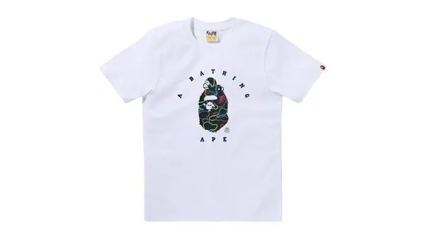 A BATHING APE Neon Camo Milo On Ape Head Tee - White