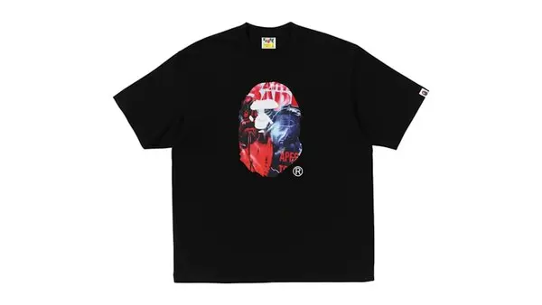 A BATHING APE Photo Print Ape Head Relaxed Fit Tee Shirt - Black