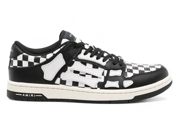 Amiri Skel Low Checkered Sneakers - Black/white