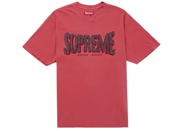 Supreme Flocked Washed Short Sleeve Top - Red