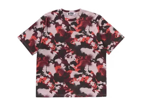 A BATHING APE Map Camo Ape Head One Point Relaxed Fit Tee Shirt - Red