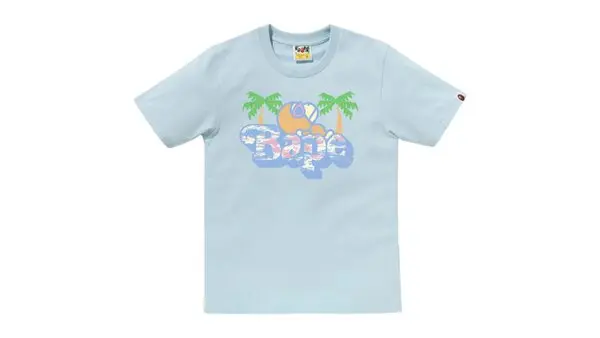 A BATHING APE Palm Tree Pattern Milo On Tee Shirt - Blue