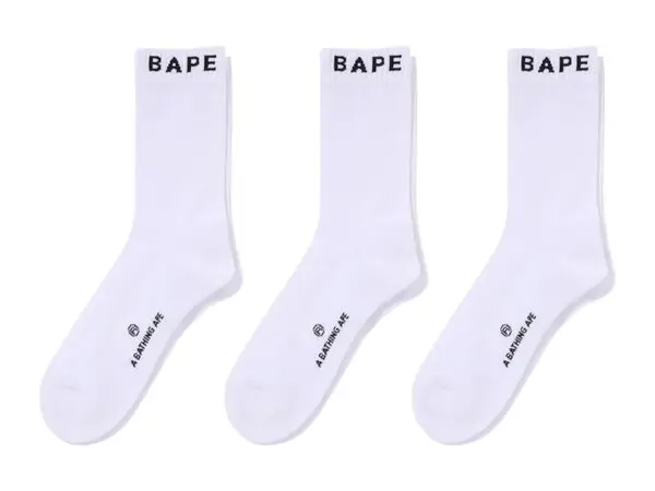 A BATHING APE Logo Socks Set - White