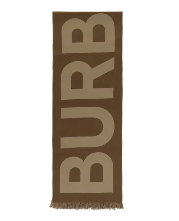 Burberry Logo Wool Scarf - Birch Brown