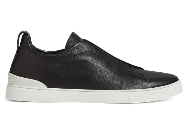 Zegna Secondskin Triple Stitch Slip-ons - Black