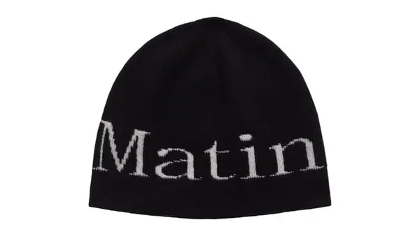 MATIN KIM Logo Jacquard Short Beanie - Black