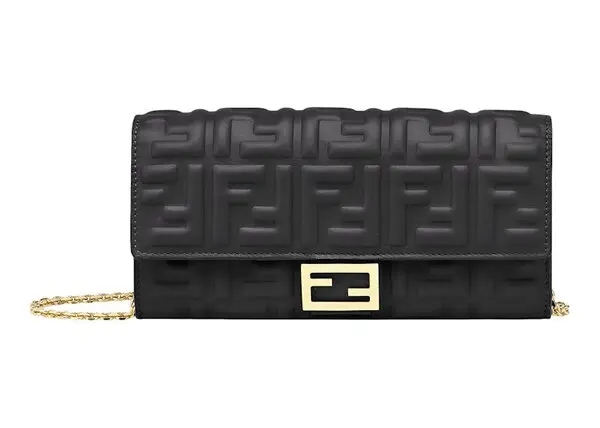 Fendi By Marc Jacobs Baguette Continental Wallet With Chain Black Nappa Leather Wallet - Multicolor