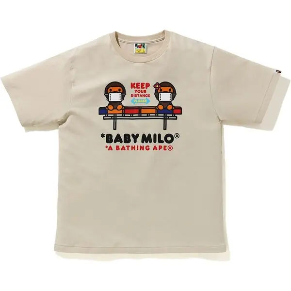 A BATHING APE Social Distance Baby Milo #2 Tee Shirt - Beige