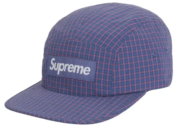 Supreme Cordura Plaid Camp Cap - Blue