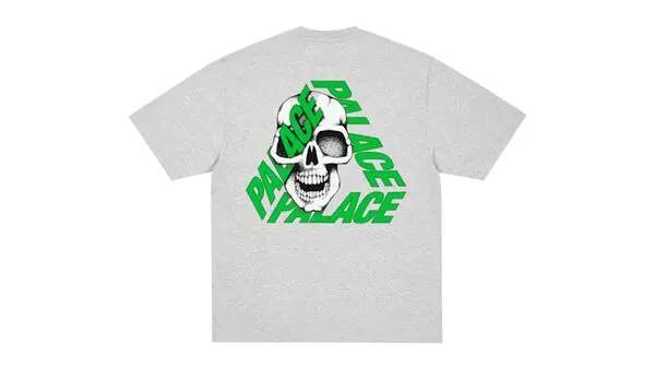 PALACE P3 Skull T-shirt - Grey Marl