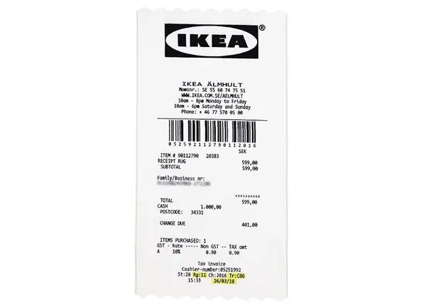 VIRGIL ABLOH X Ikea Markerad Receipt Rug 200x90 Cm White/black - Multicolor