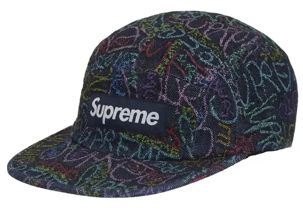 Supreme Handwriting Denim Camp Cap - Indigo