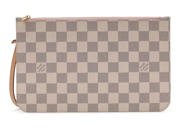 LOUIS VUITTON Pochette Damier Azur Canvas With Rose Ballerine Lining