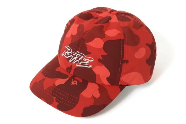 BAPE A Bathing Ape Camo Panel Cap - Red