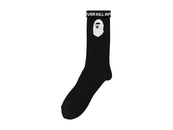 A BATHING APE Logo Socks - Black