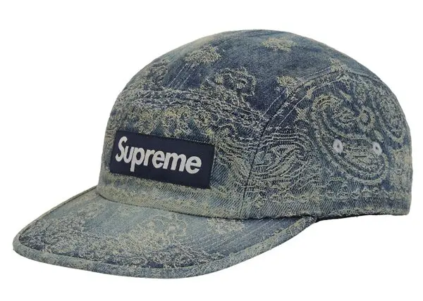 Supreme Bandana Jacquard Denim Camp Cap - Blue